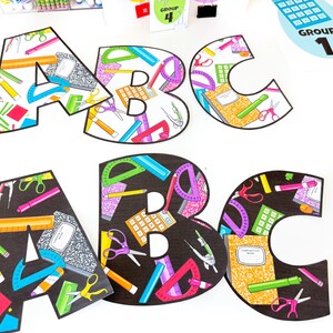 Math Bulletin Board Letters With Bright Rainbow Colorful School ...