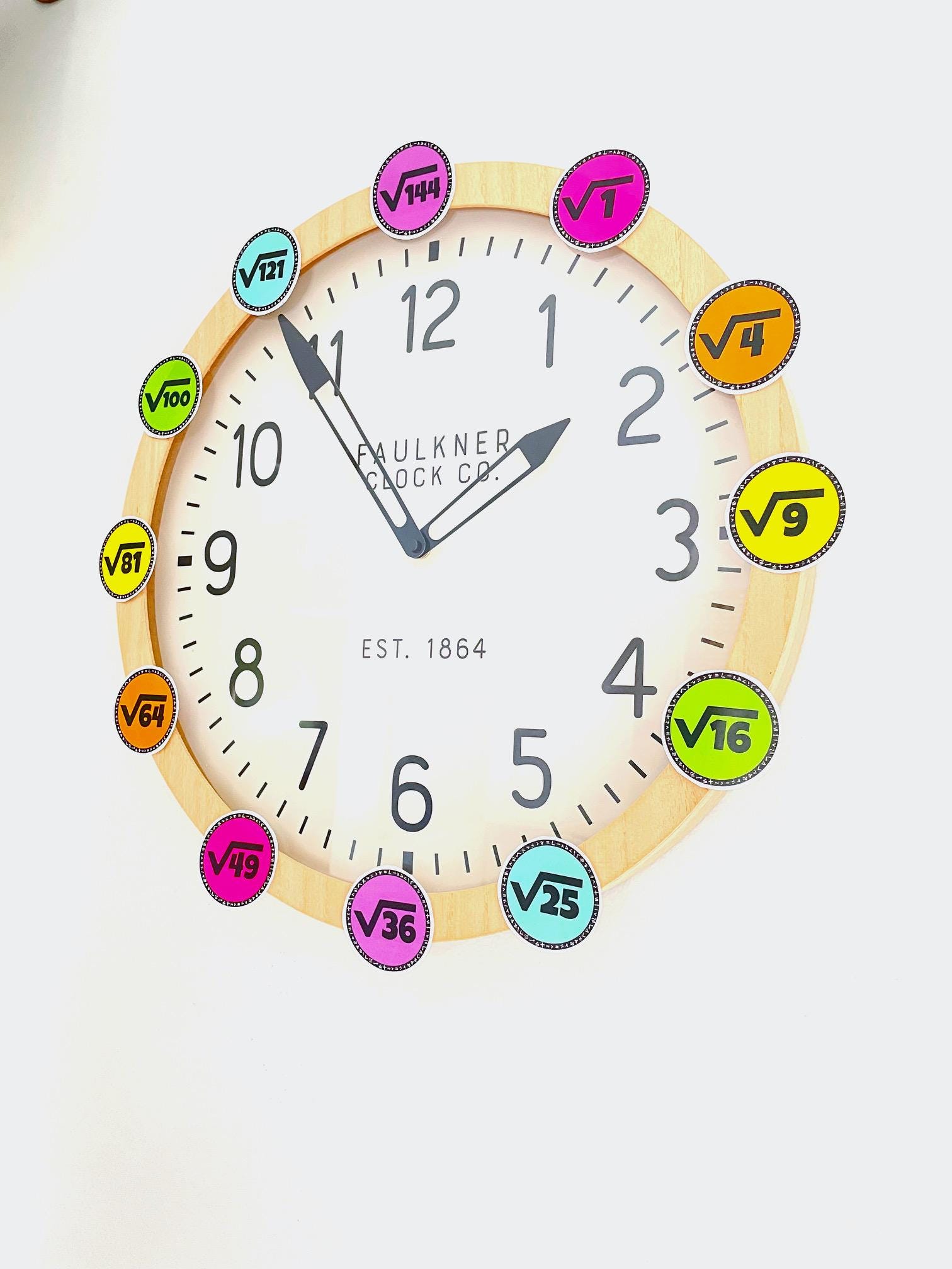 Classroom Clock Labels in Rainbow Colors for Middle or High School Math ...