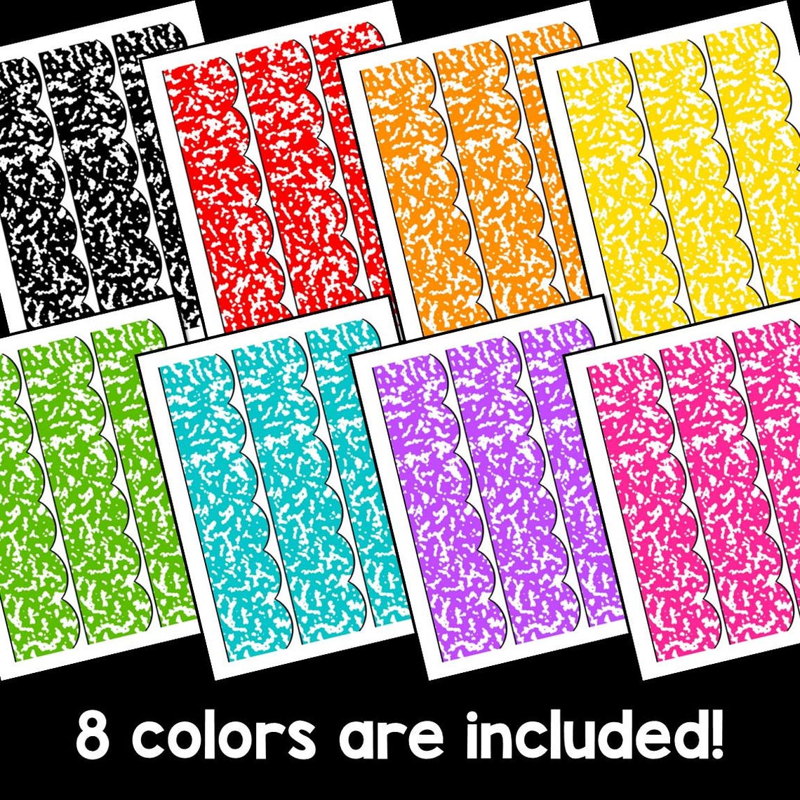 Printable Bulletin Board Border With Composition Book Notebook Pattern ...