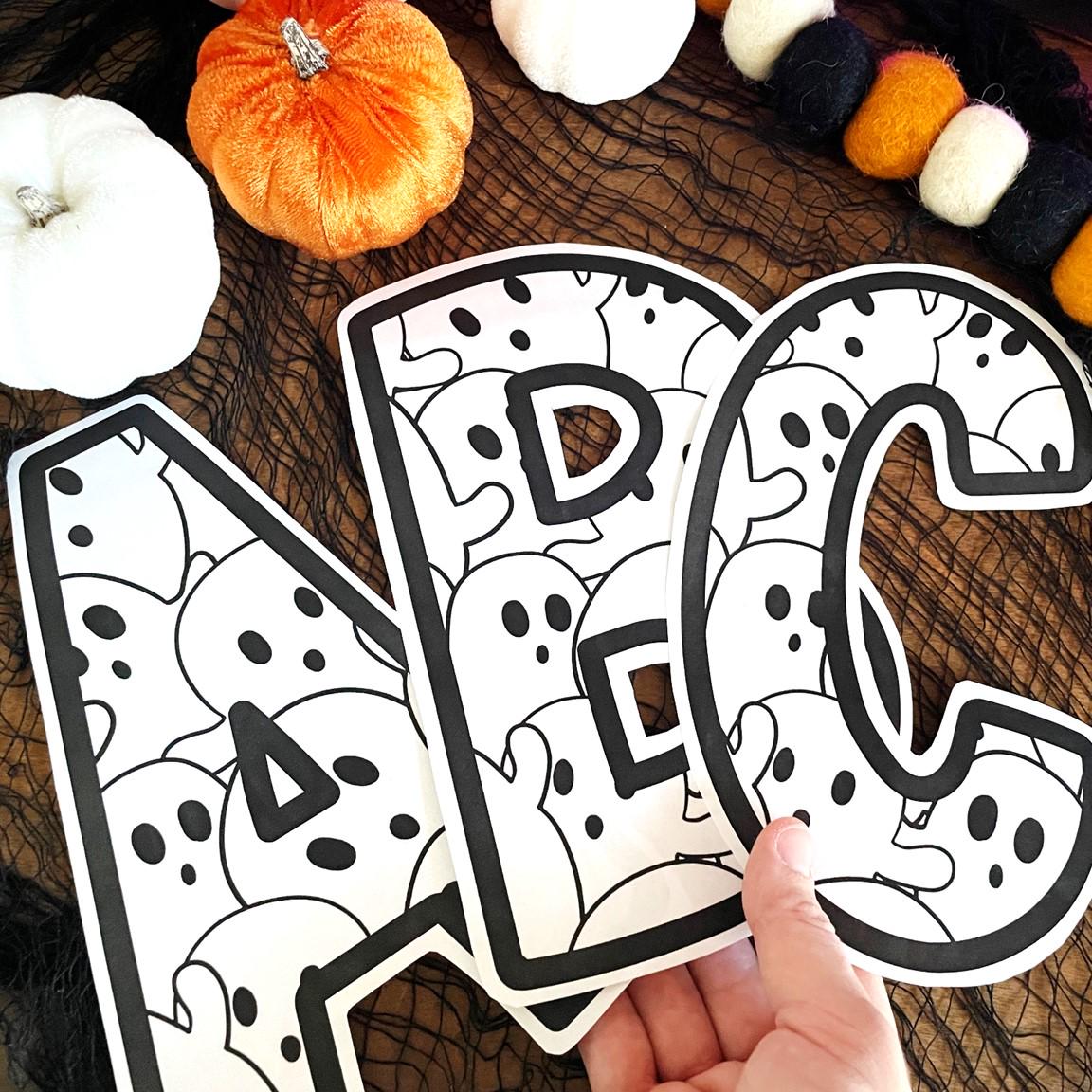 Halloween Ghosts Printable Bulletin Board Alphabet Letters, Numbers in ...