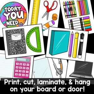 Visual Supply Cards to Show Students What You Need for Class Today in ...