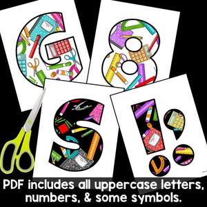 Math Bulletin Board Letters With Bright Rainbow Colorful School ...