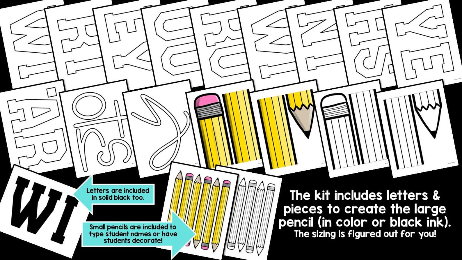 Back to School Bulletin Board Kit With Pencil, Easy DIY Print and Cut ...
