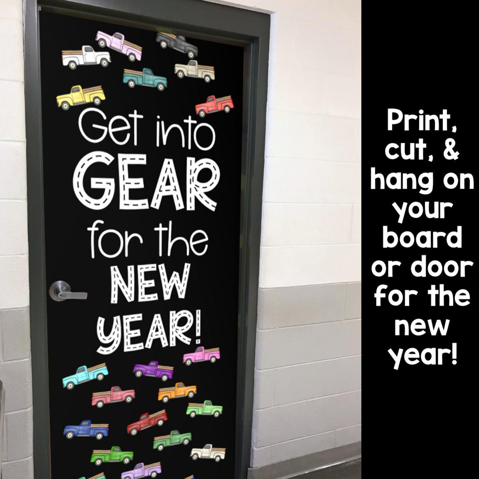 New Years 2026 Bulletin Board Kit With Letters and Trucks | Digital ...