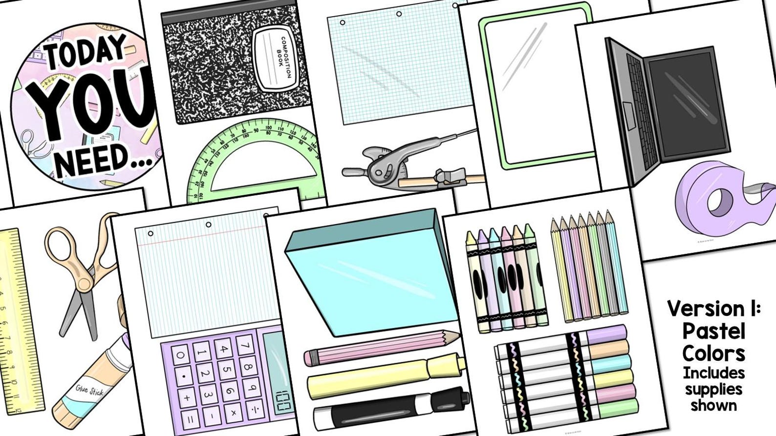 Visual Supply Cards to Show Students What You Need for Class Today in ...