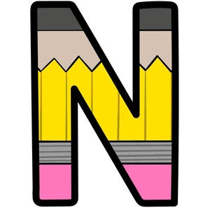 Pencil Pattern Bulletin Board Alphabet Letters and Numbers for Pencil ...