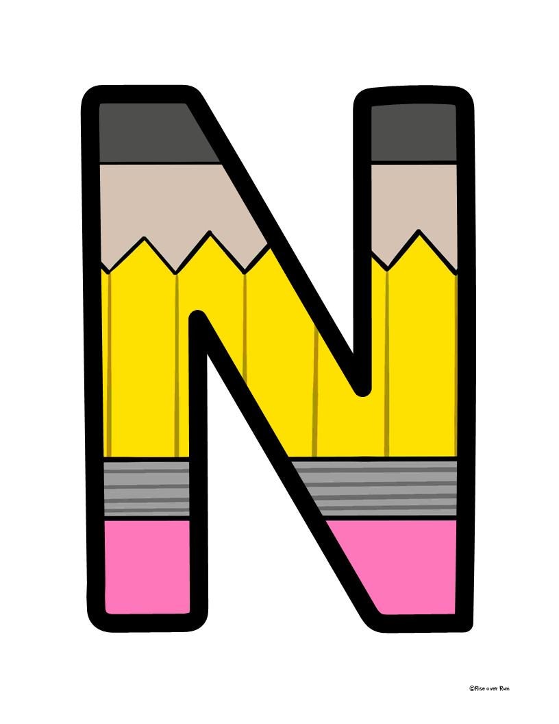 Pencil Pattern Bulletin Board Alphabet Letters and Numbers for Pencil ...