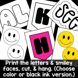 Smiley Face Bulletin Board or Door Kit With Y2K Retro Groovy Letters ...