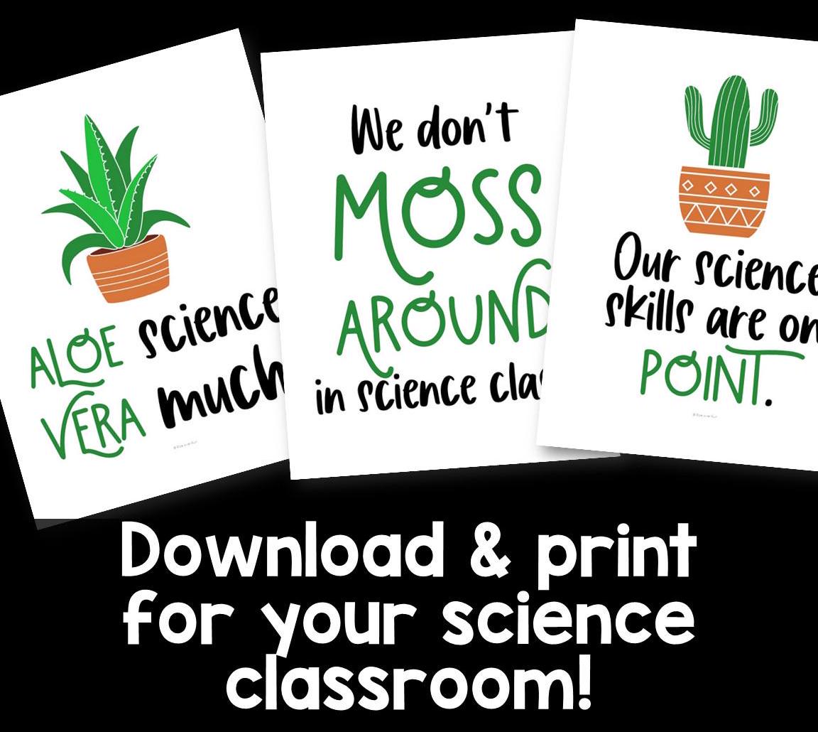 Science Classroom Posters Decoration Plant Theme With Puns for Bulletin ...