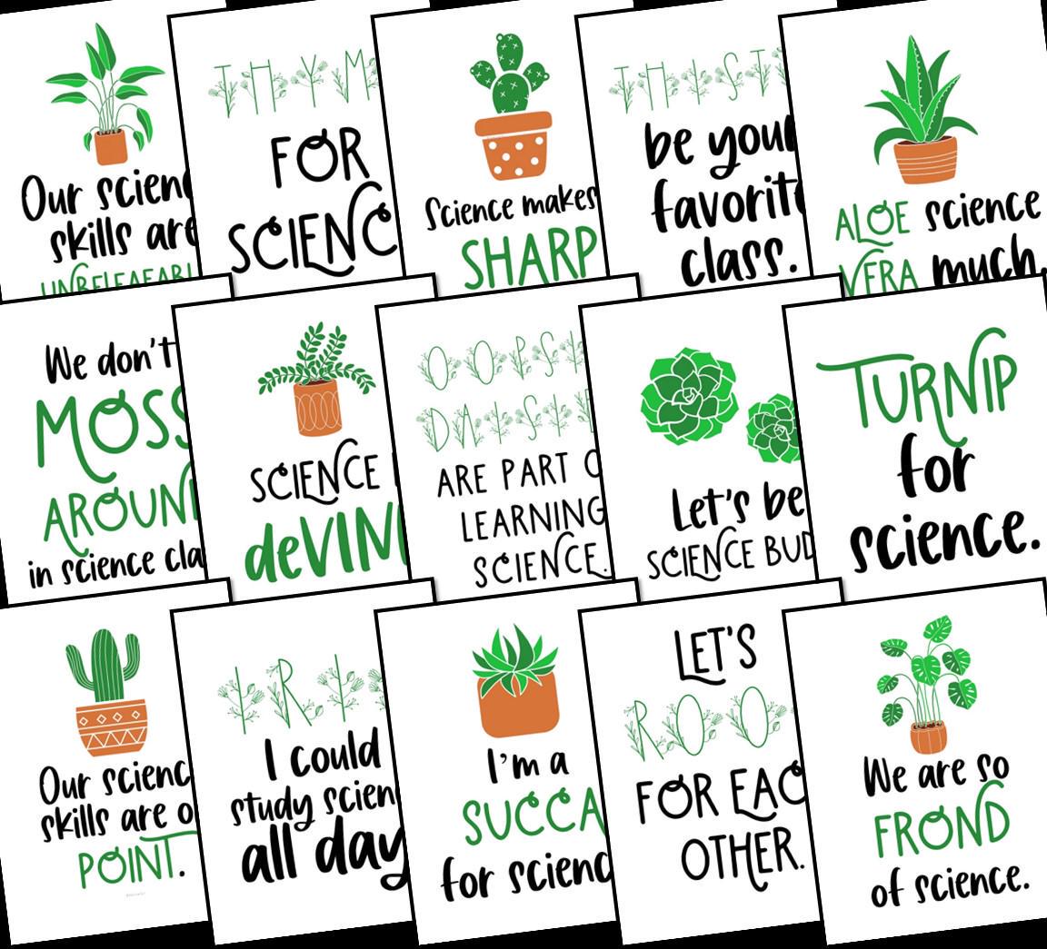 Science Classroom Posters Decoration Plant Theme With Puns for Bulletin ...