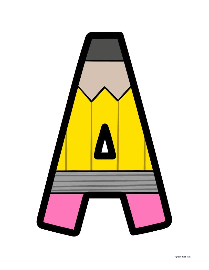 Pencil Pattern Bulletin Board Alphabet Letters and Numbers for Pencil ...