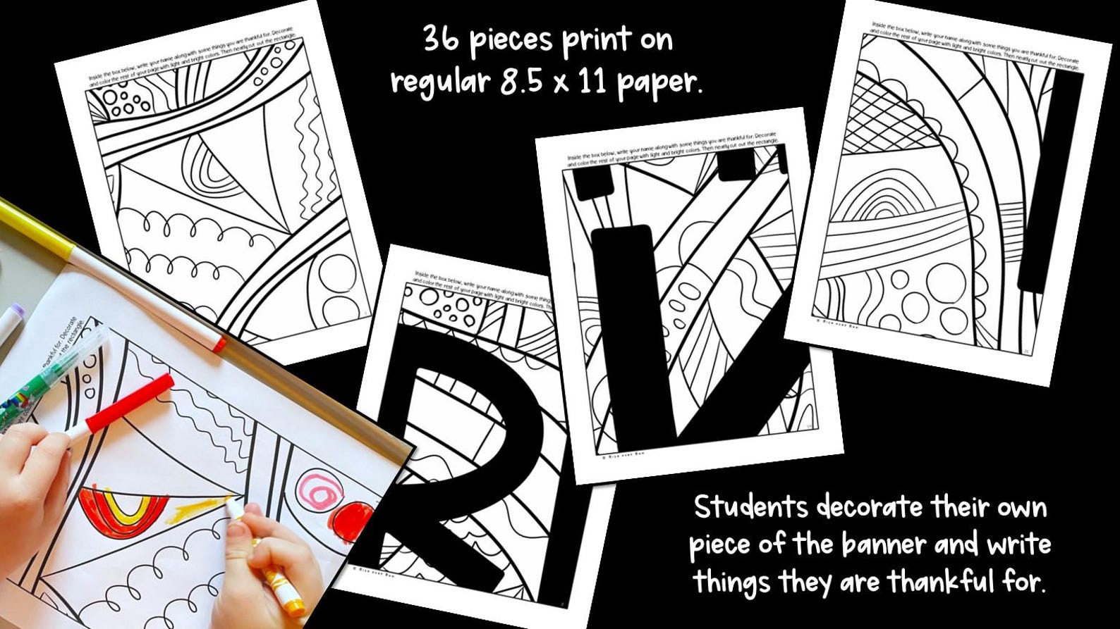 Thanksgiving Collaborative Coloring Banner | We Are Thankful Classroom ...