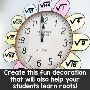 Classroom Clock Petals With Square Roots, Easy DIY Print and Cut Pieces ...