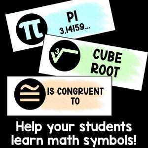 Math Symbols Word Wall Classroom Decorations for Elementary, Middle, or ...