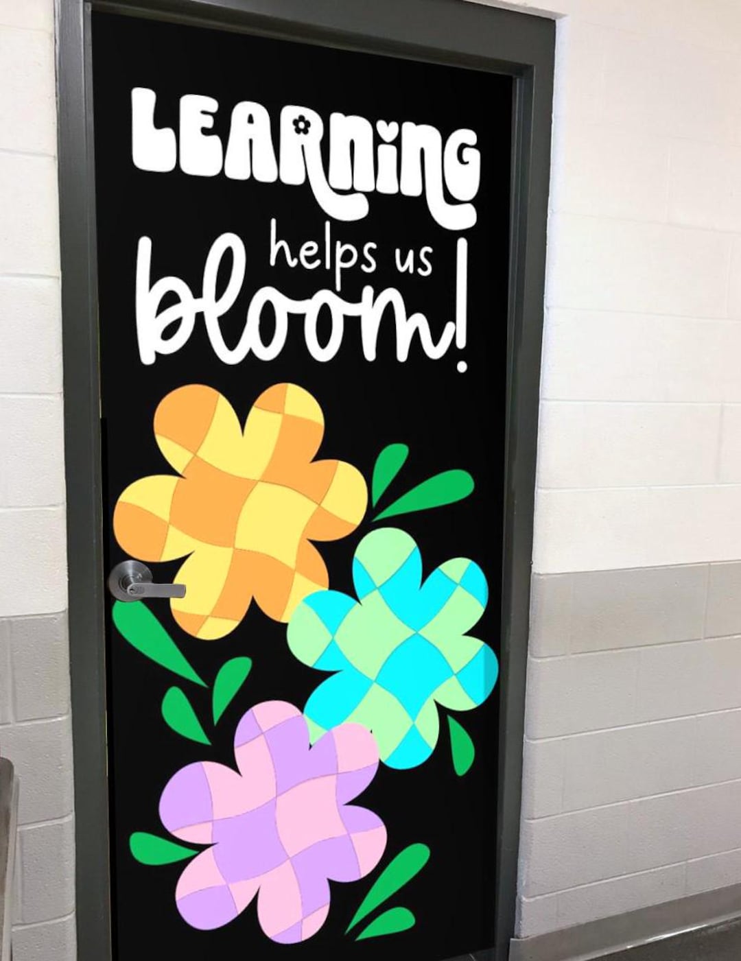 Spring Classroom Door or Bulletin Board Kit With Checkerboard Flowers ...