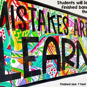 Growth Mindset Classroom Banner Collaborative Coloring Sign for Team ...