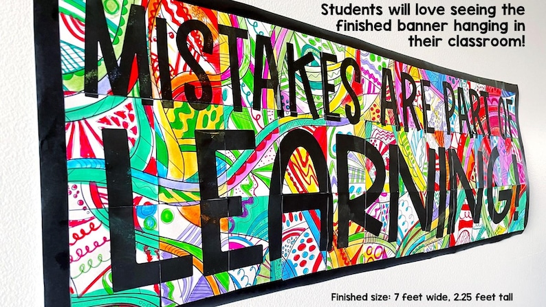Growth Mindset Classroom Banner Collaborative Coloring Sign for Team ...