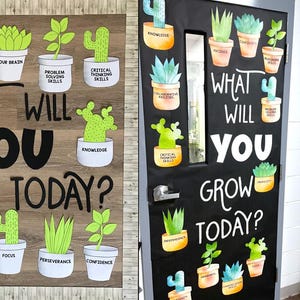 Plant Theme Bulletin Board or Classroom Door With Succulents and Cactus ...