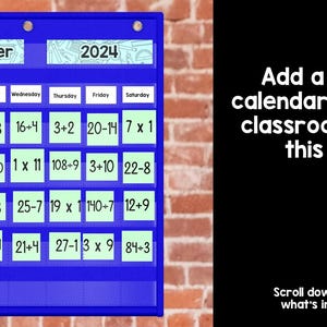 Elementary Classroom Decor Pocket Chart Calendar Printables With Basic ...
