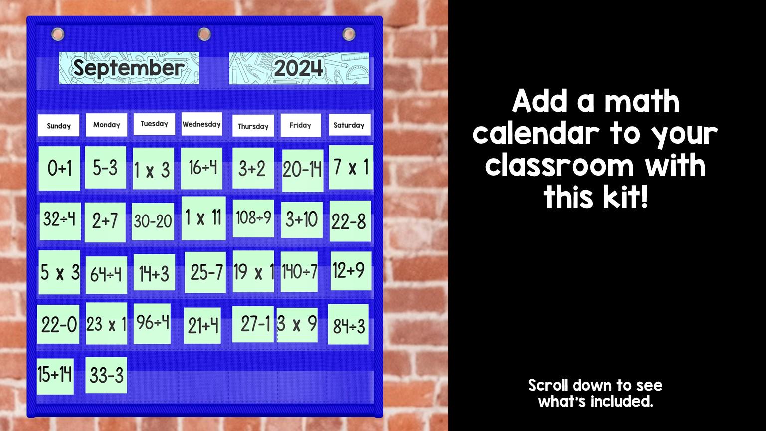 Elementary Classroom Decor Pocket Chart Calendar Printables With Basic ...