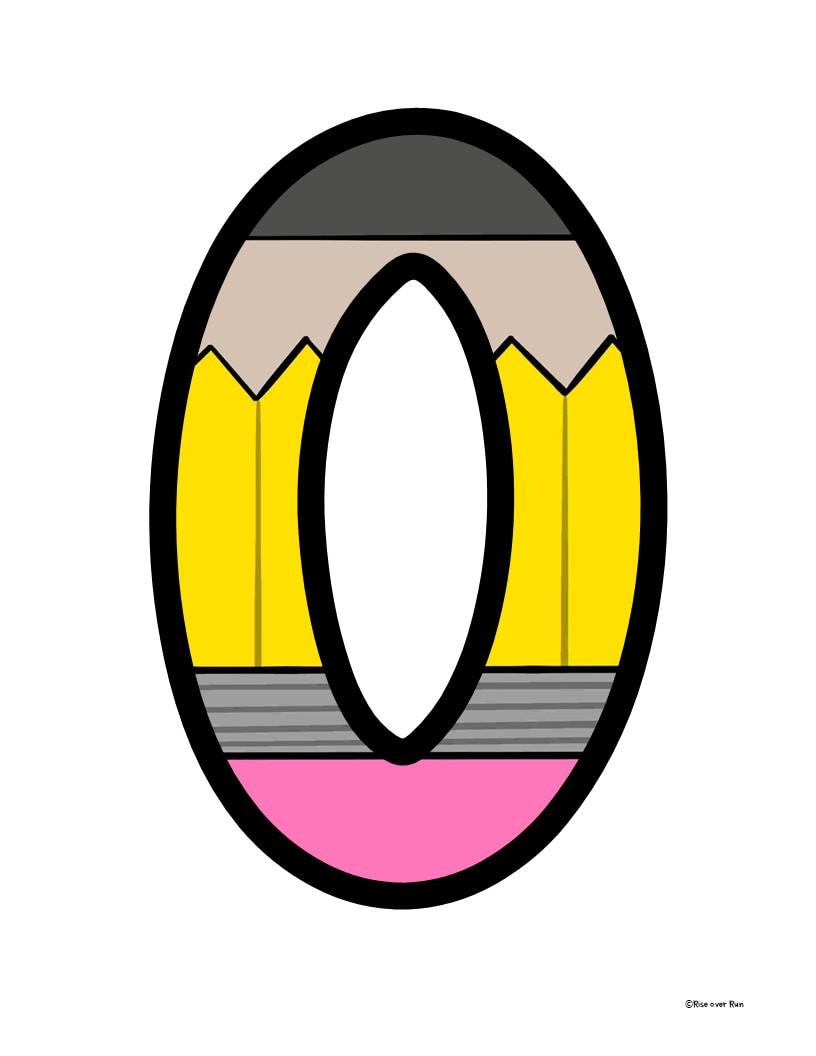 Pencil Pattern Bulletin Board Alphabet Letters and Numbers for Pencil ...