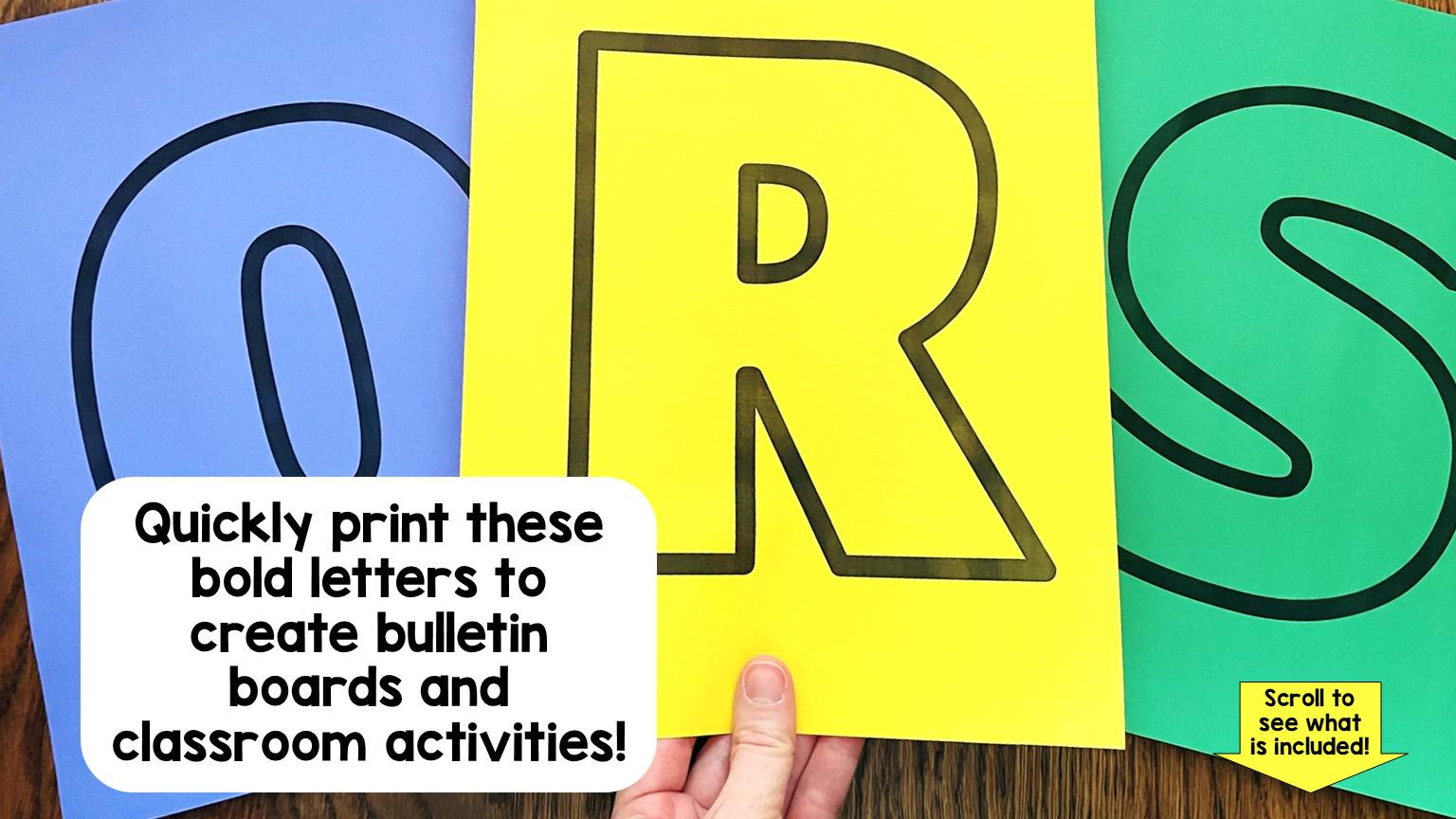 Bulletin Board Large Alphabet Letters and Numbers in Bold Black Outline ...