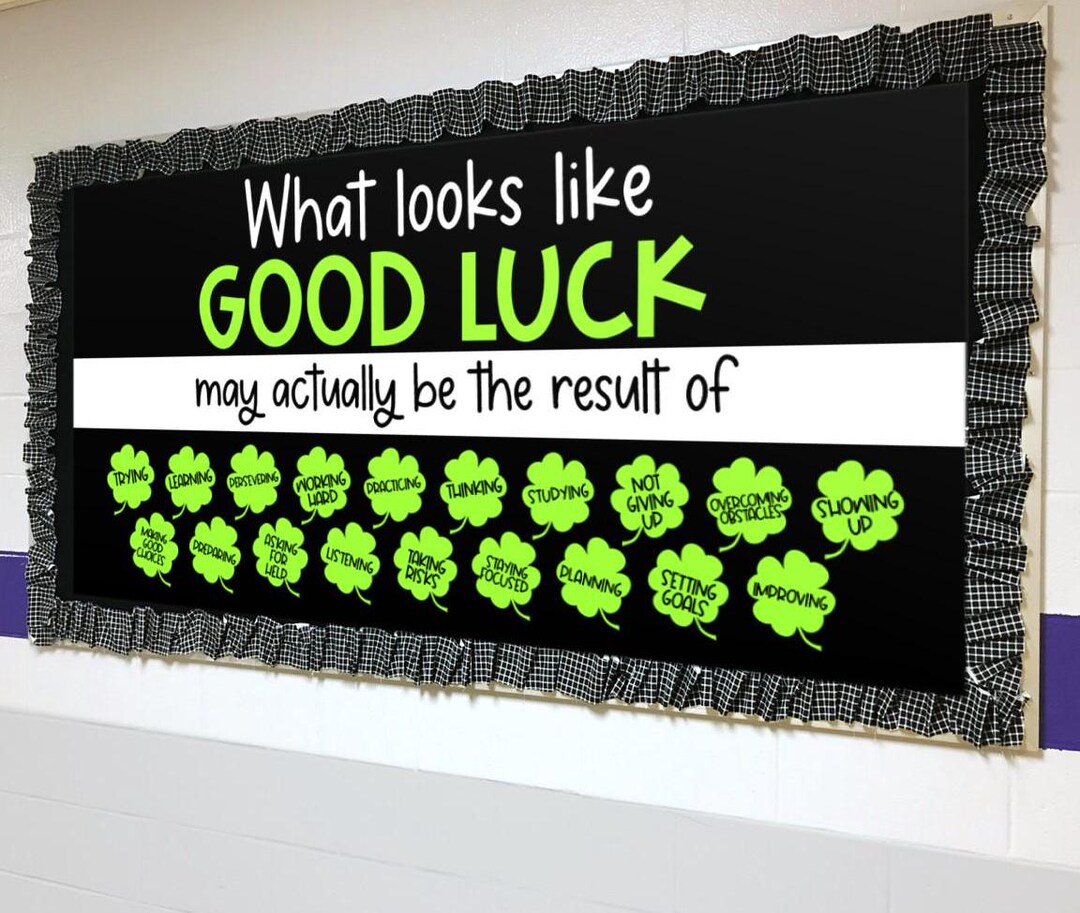 St. Patrick's Day Motivational Bulletin Board With Shamrocks What Looks ...