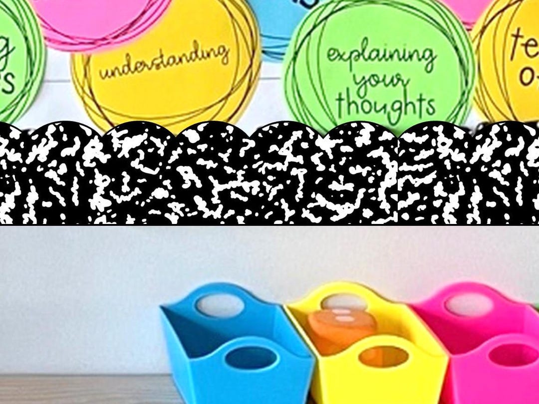 Printable Bulletin Board Border With Composition Book Notebook Pattern ...