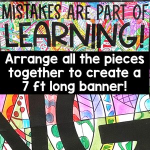 Growth Mindset Collaborative Coloring Classroom Banner Mistakes Are ...
