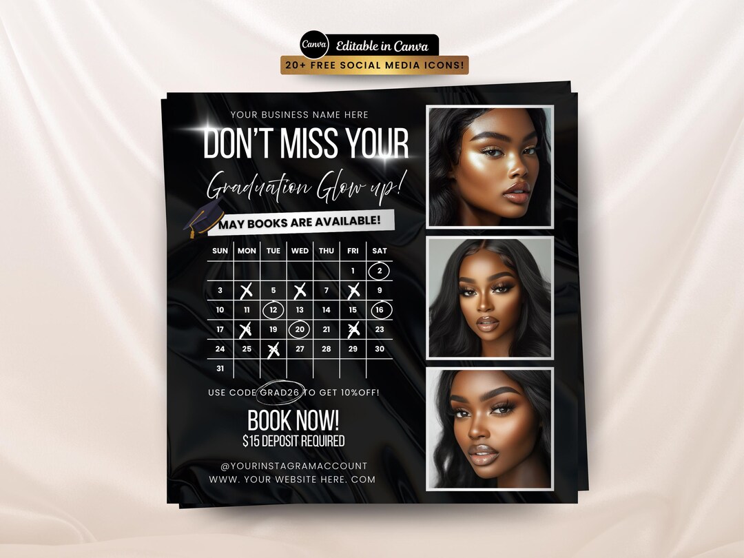 MUA Graduation Booking Calendar Flyer Luxury Special Graduation Deals ...