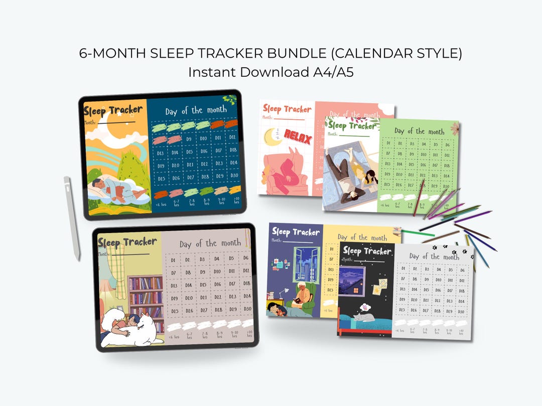 Colorful Shading Sleep Tracker Calendar Style Bundle Log Analysis Cycle ...
