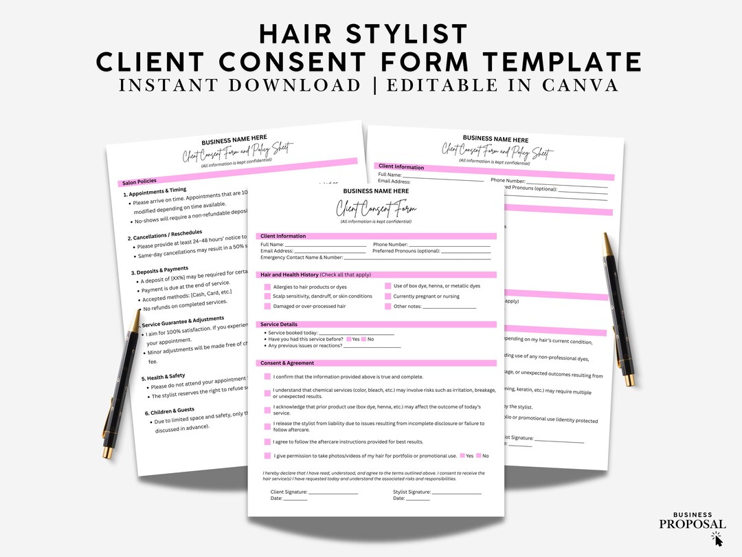 Editable Hair Stylist Client Consent Form, Acuity Scheduling Consent ...