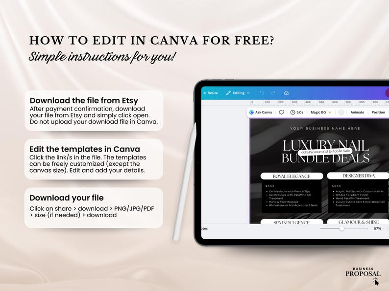 Nail Editable Bundle Pricelist Template, Black Luxury Pricelist Flyer ...