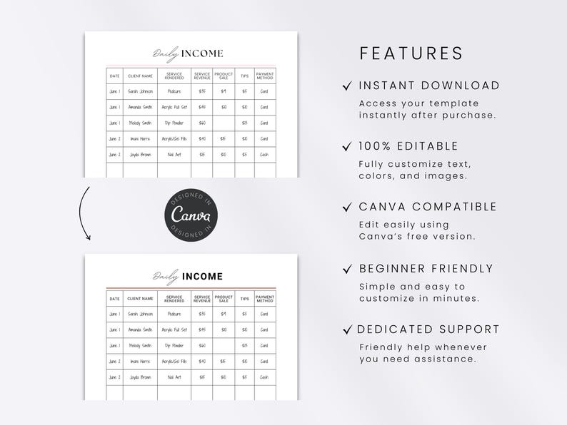 Nail Tech Form Bundle Printable Salon Business Operations Kit Editable ...