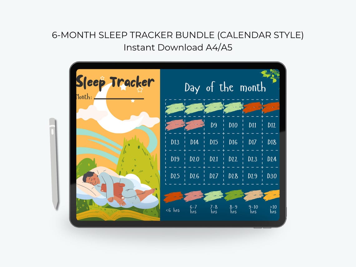 Colorful Shading Sleep Tracker Calendar Style Bundle Log Analysis Cycle ...