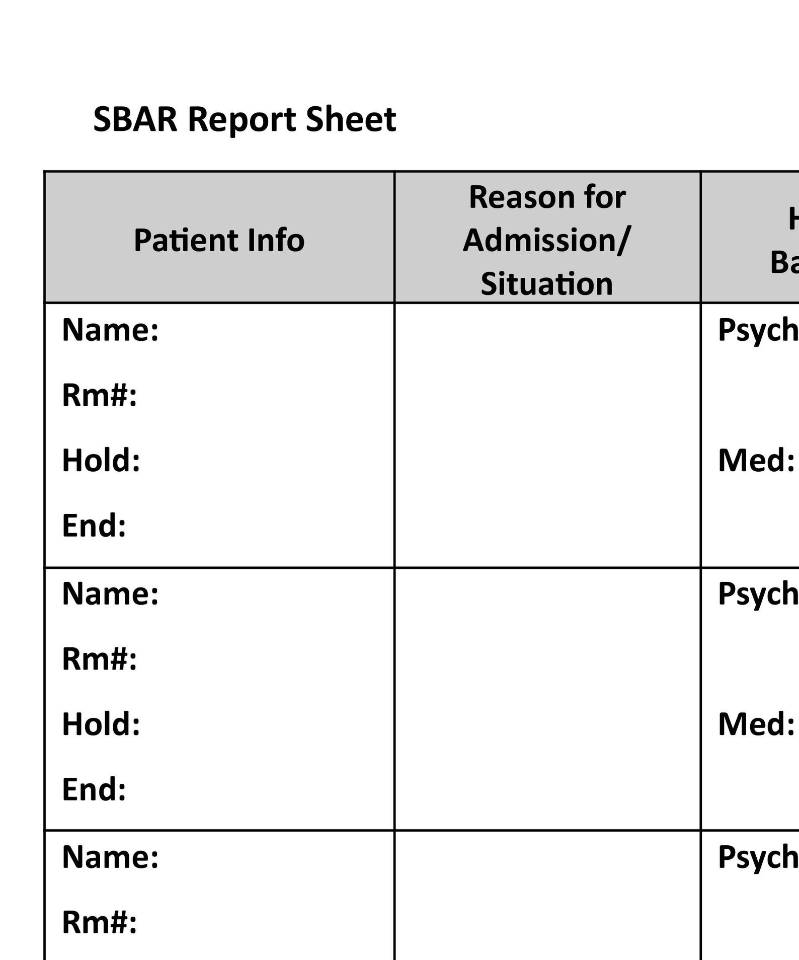 SBAR Report Psych Template - Nursing, Psychiatric, RN, Cheat Sheet - Etsy