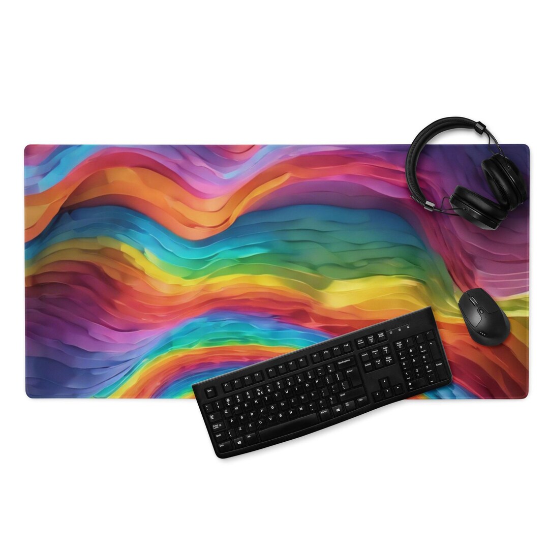 Colorful Desk Gaming Mat, Large Mouse Pad, Extended Keyboard and Mouse ...