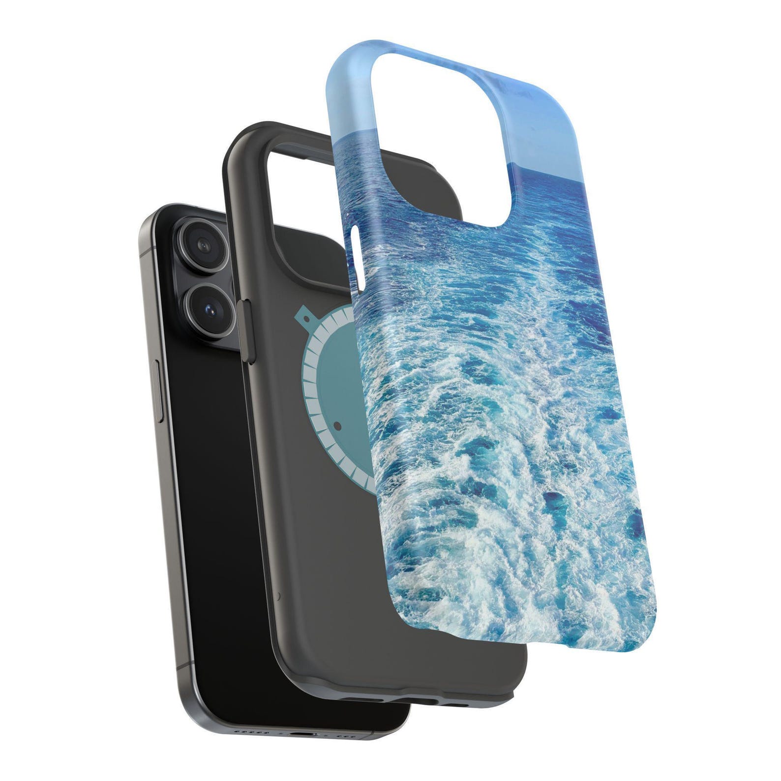 Ocean Waves Design Magsafe iPhone Case, Blue Sea Print iPhone 12 Case ...