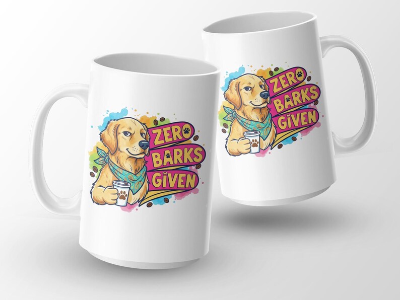 Zero Barks Given, Golden Retriever, Mugs and Glassware, Bandana Dog, Coffee, Funny Dog Mug ...
