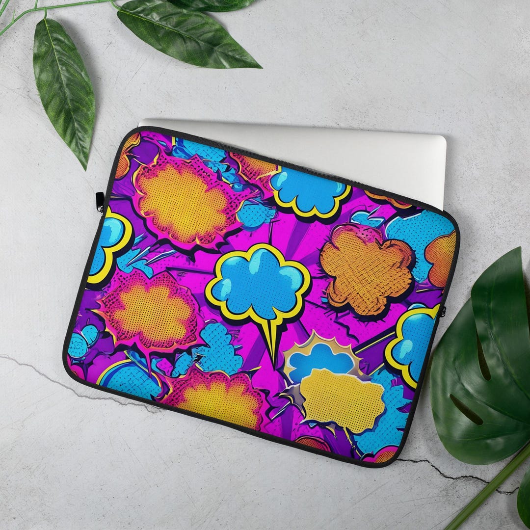 Colorful Comic Style Laptop Sleeve, Fun Pop Art Laptop Case, Protective ...