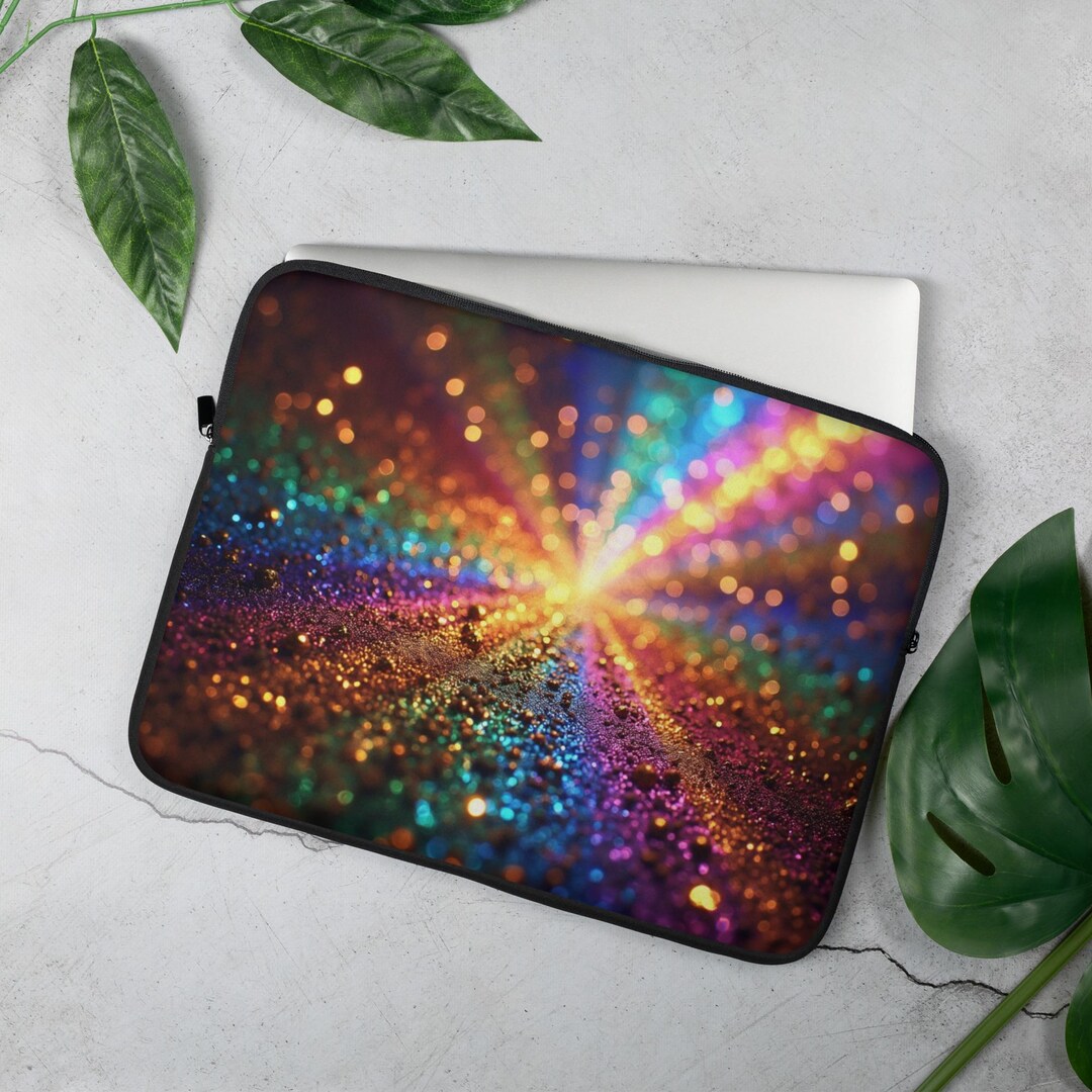 Vibrant Rainbow Glitter Laptop Sleeve, Protective Sleeves for Laptops ...