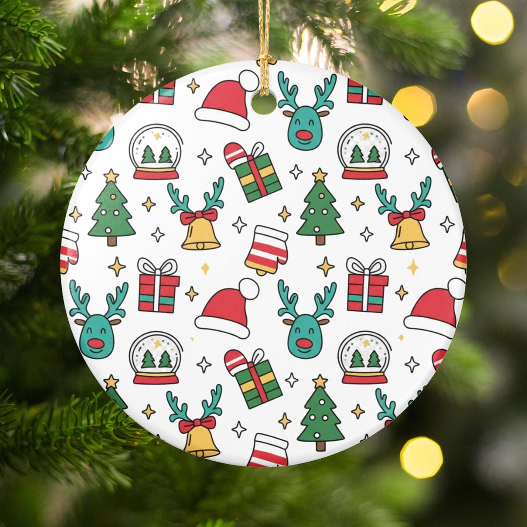 Christmas Pattern Ornament, Cute Holiday Ornament, Festive Ornament ...