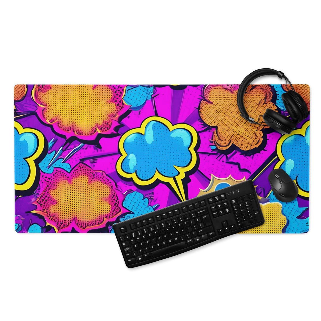 Vibrant Pop Art Desk Gaming Mat, Large Mouse Pad, Non-slip Surface ...