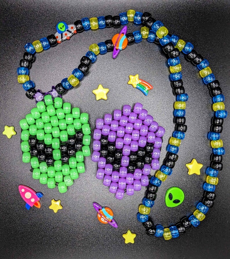Glow in the Dark Alien Kandi Charm and Necklace - Etsy