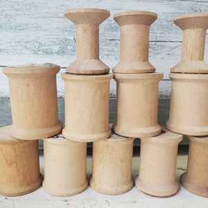 12 Medium Wooden Spools , Approx. 1 1/2 Inch Vintage Empty Wood Sewing ...