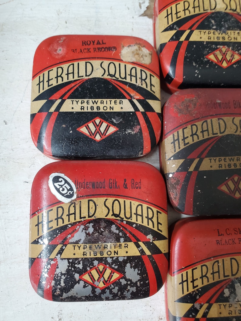 ONE SHABBY Vintage Typewriter Ribbon Tin , Herald Square Woolworths ...
