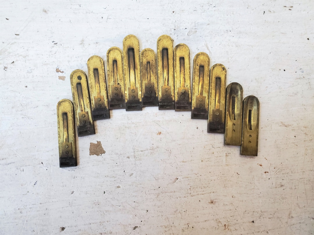 12 Brass Pump Organ Reeds, Antique Vintage Musical Instrument Parts ...
