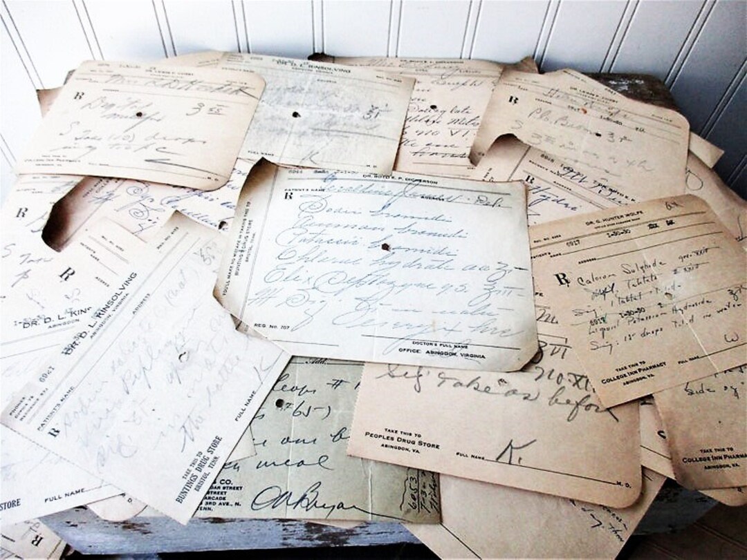 30 Vintage Prescription Forms Rx Paper Script Handwriting 1920s-30s VA ...
