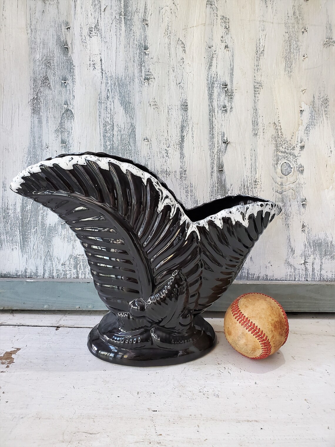 Vintage Monmouth Pottery Vase Western Stoneware Black Palm - Etsy