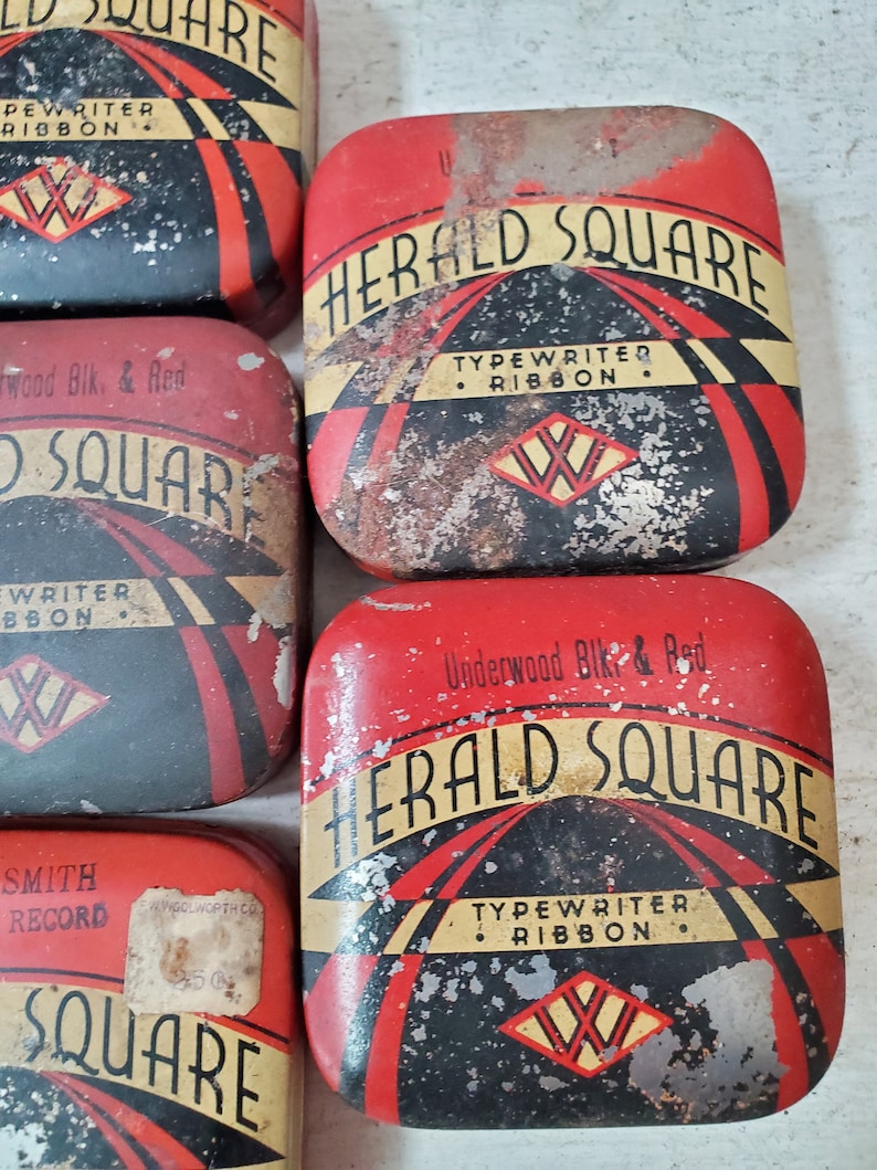 ONE SHABBY Vintage Typewriter Ribbon Tin , Herald Square Woolworths ...